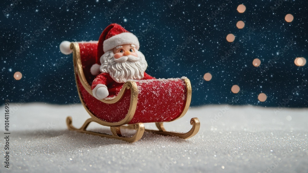 Santa sleigh on a snowy rooftop under a starry Christmas Eve sky, deep ...