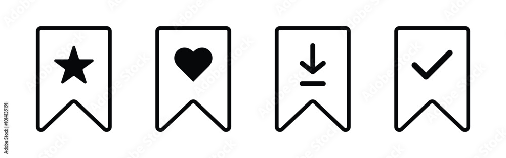 Vector Favourite Symbol Set. Favourite Bookmark Symbols. Save Icon Set ...