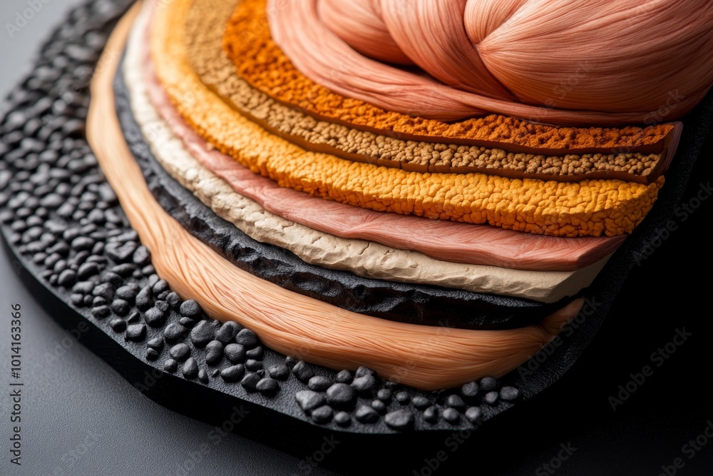 Cross-section of human muscle tissue, showing the layers from the skin ...