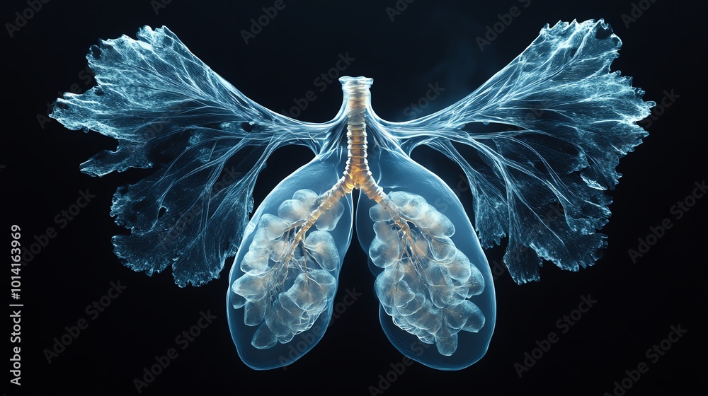 Artistic rendering of a bird s lungs with highlighted air sacs, Avian ...
