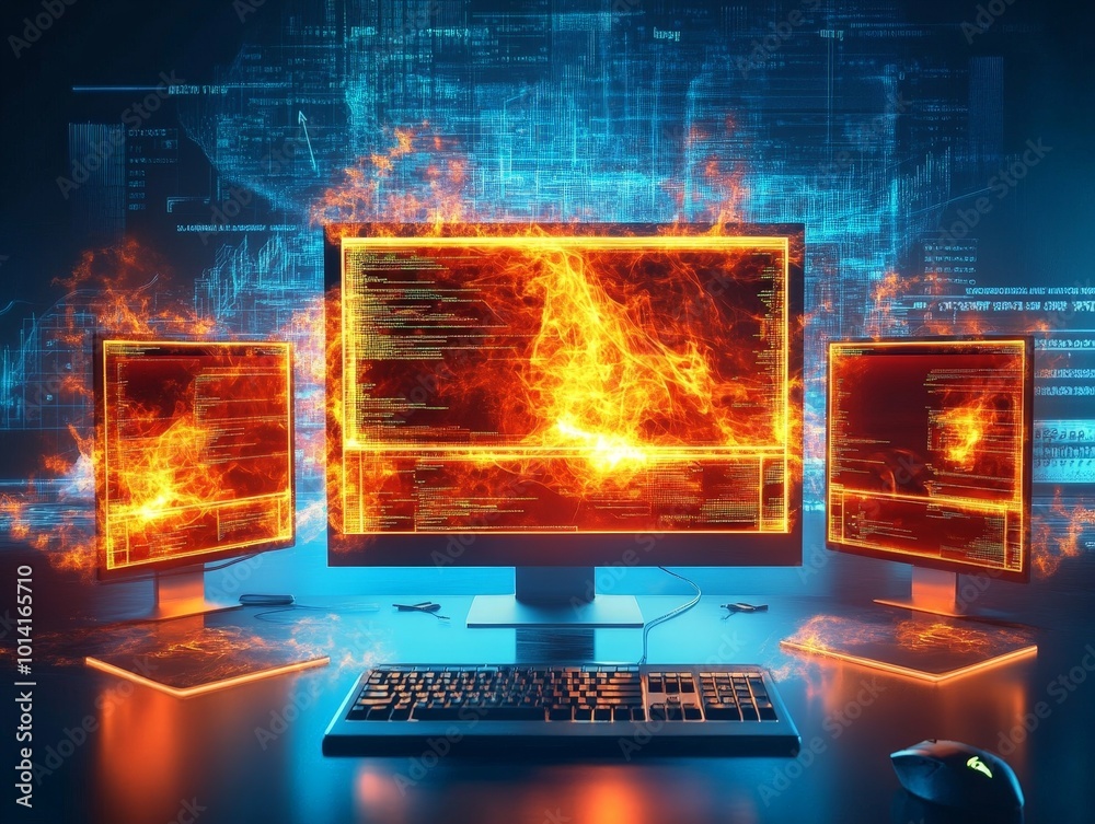 Stock-Illustration „Malware protection setup with firewalls and real ...
