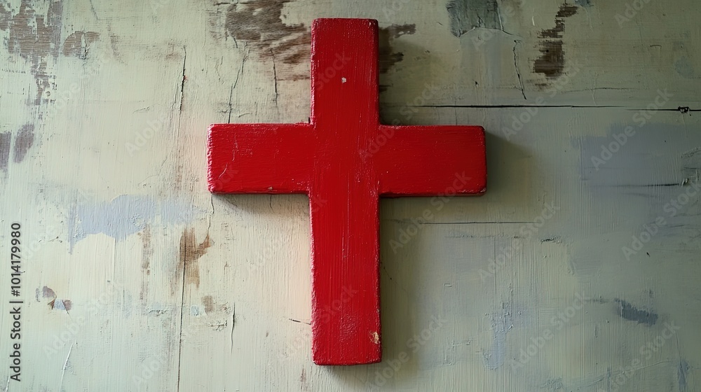 A Thin Long Red Cross with No Background, Perfectly Designed to Stand ...