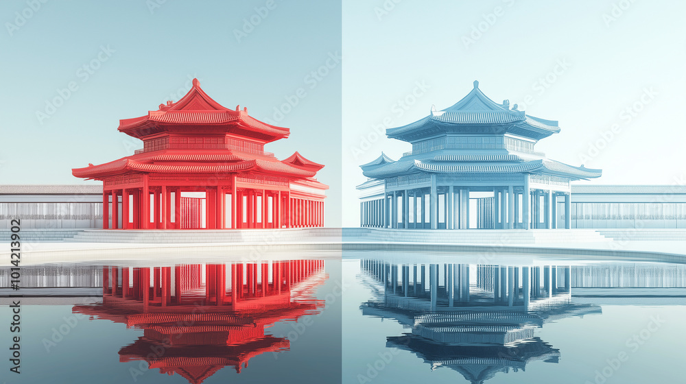 Traditional vs. Modern, a split design showing traditional architecture ...