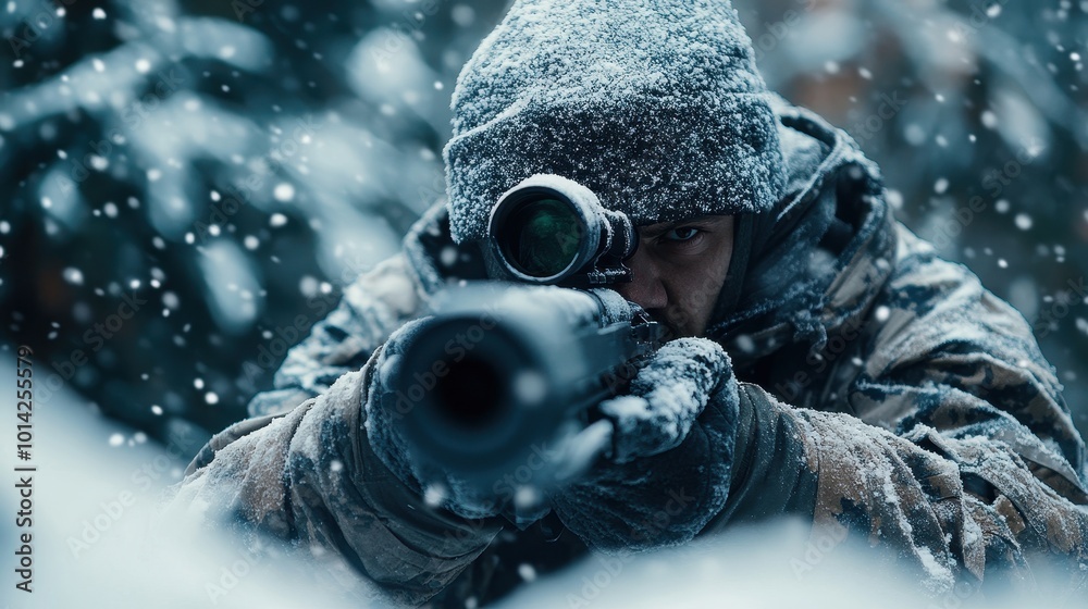 Weapon snow forest male gun army winter men Stock Illustration | Adobe ...