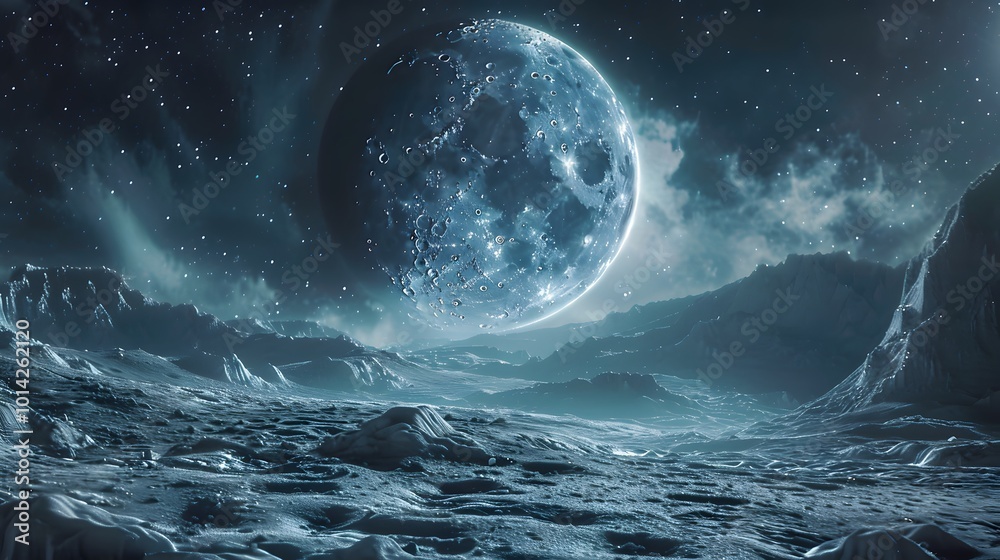 Futuristic High-Resolution Moon Background Wallpaper with Sci-Fi ...