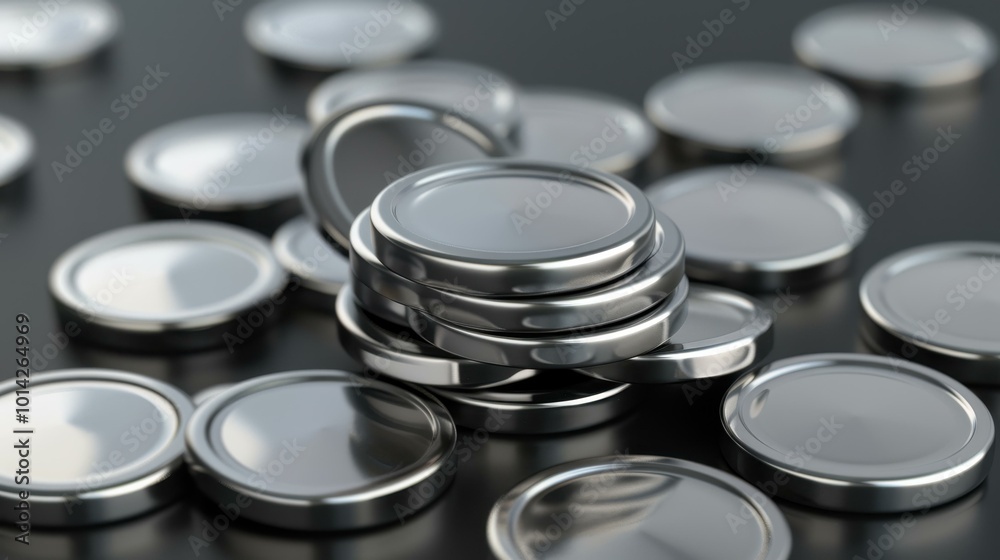 Round button batteries stacked, showcasing their circular design and ...