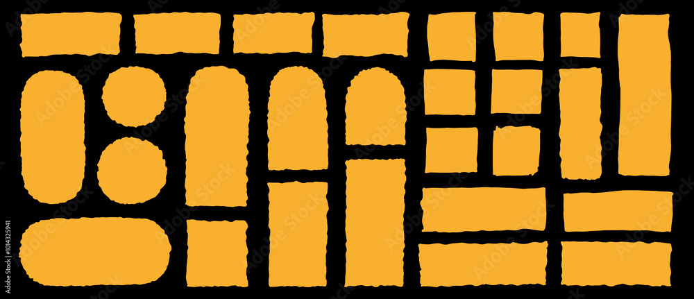 Vector hand drawn wobbly line frame shapes. Cute rounded square torn ...