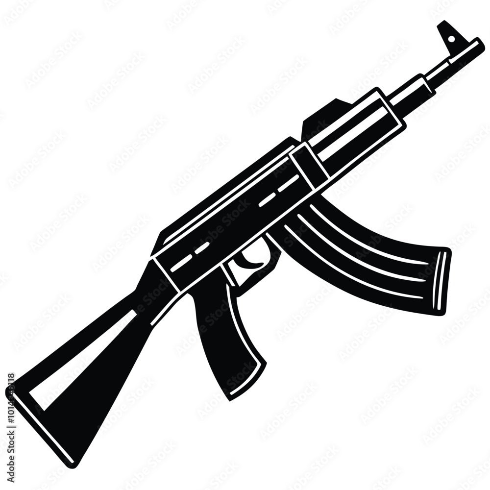 Ak 47 army soldier shotgun icon logo black and white vector silhouette ...