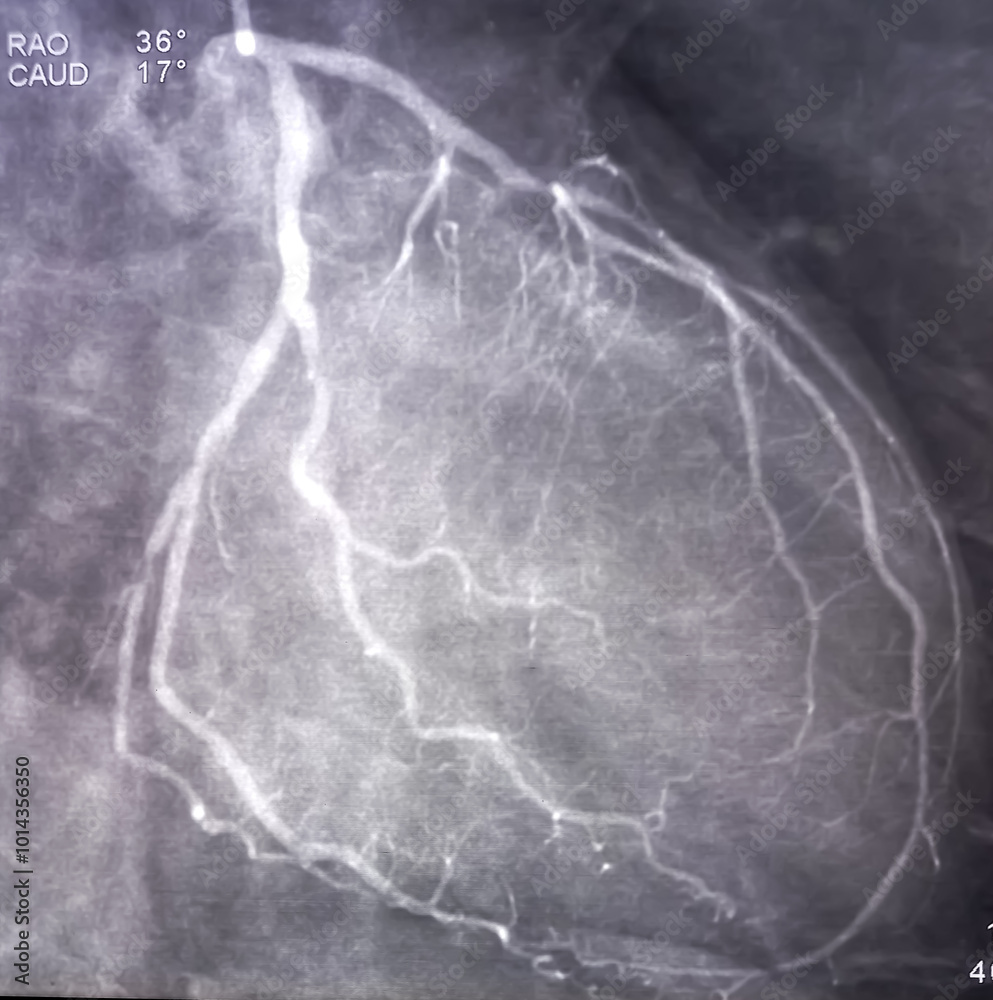 Coronary angiogram of left coronary artery during cardiac ...