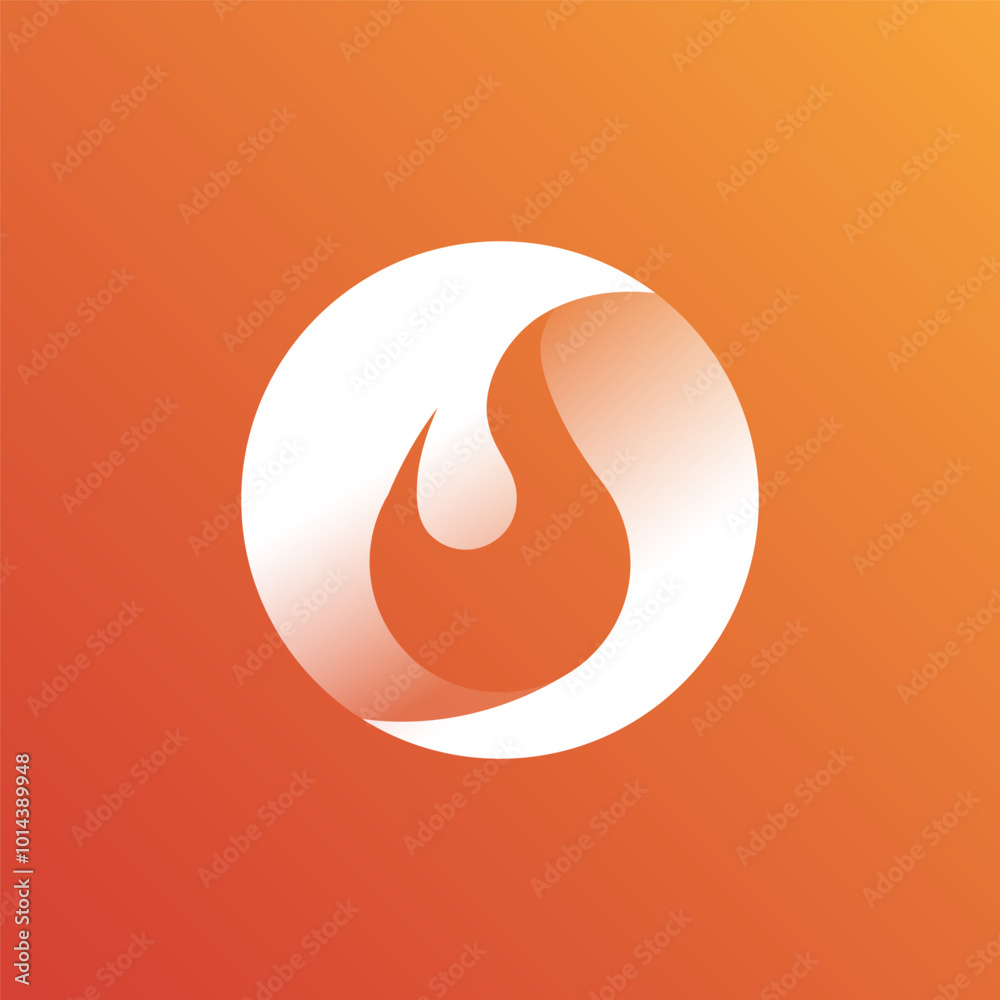 Minimalist and modern style of a flame in negative space isolated by ...