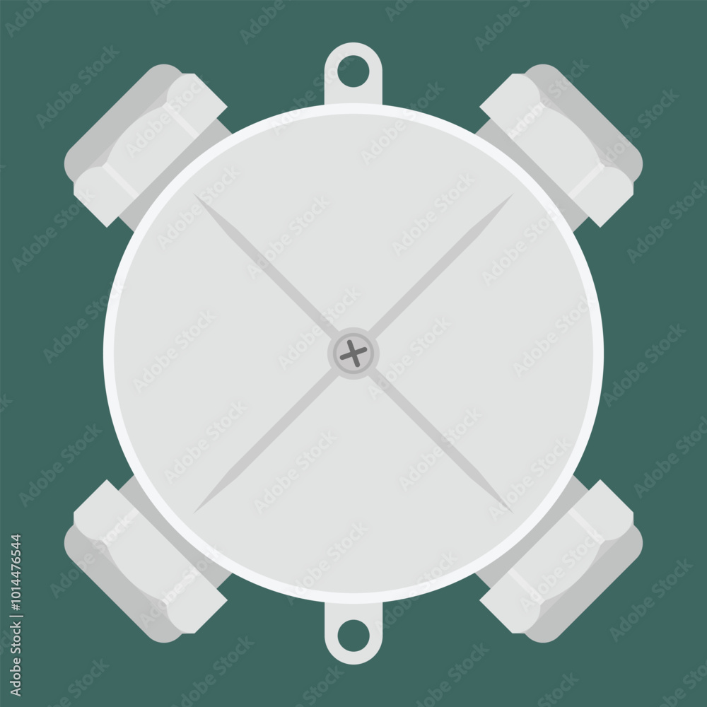 Round white junction box. 4 way PVC electrical box with cable glands ...