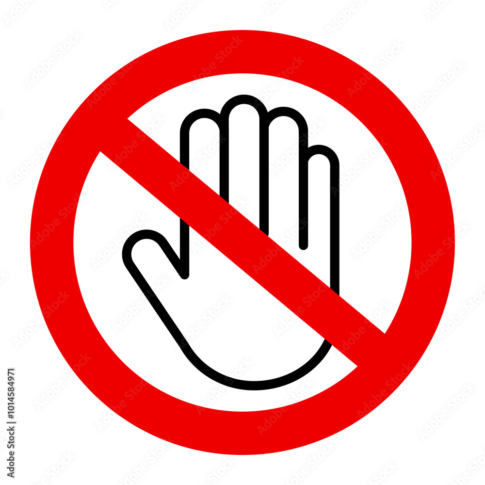 Red Stop sign, no trespassing sign or prohibition sign with hand ...