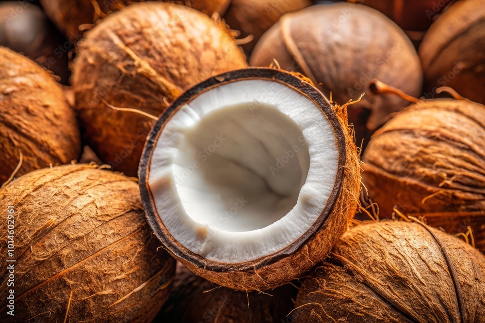 Witness the detailed textures of coconut in macro photography ...