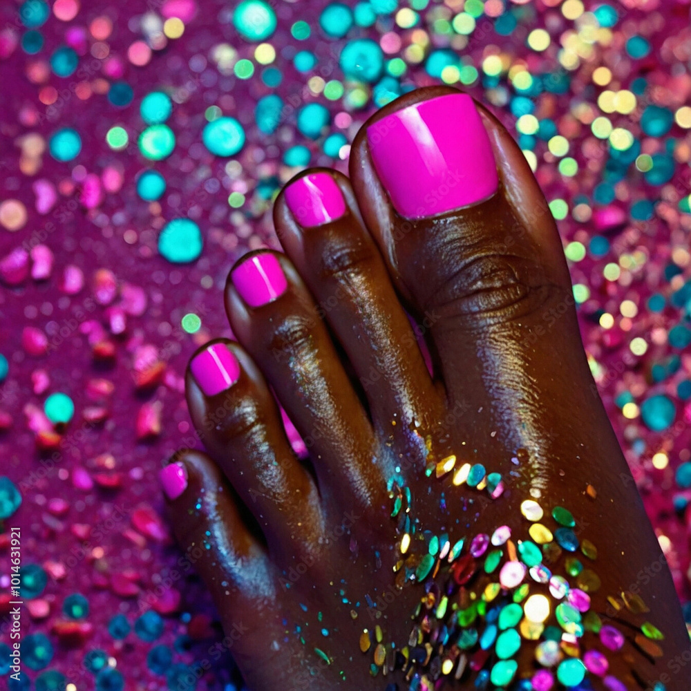Hot Pink Glitter Pedicure - Bright Summer Nail Art for Toes - High ...