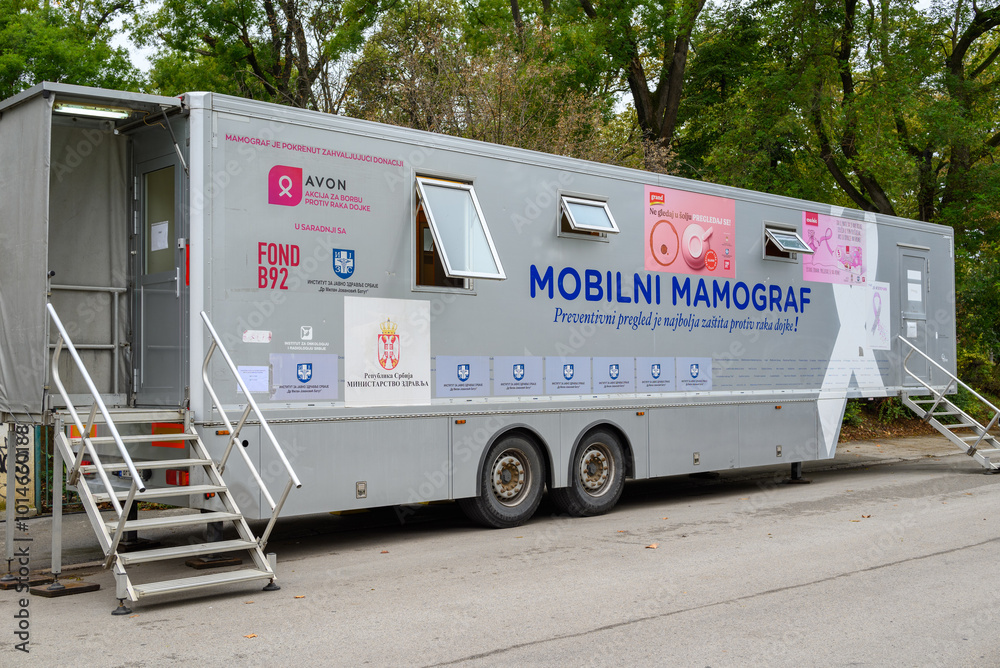 Mobile mammography bus for free walk-in mammography screenings, raising ...