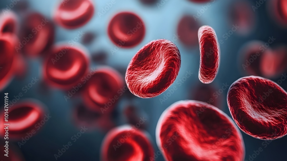 Microscopic view of detailed red blood cell patterns and structures in ...