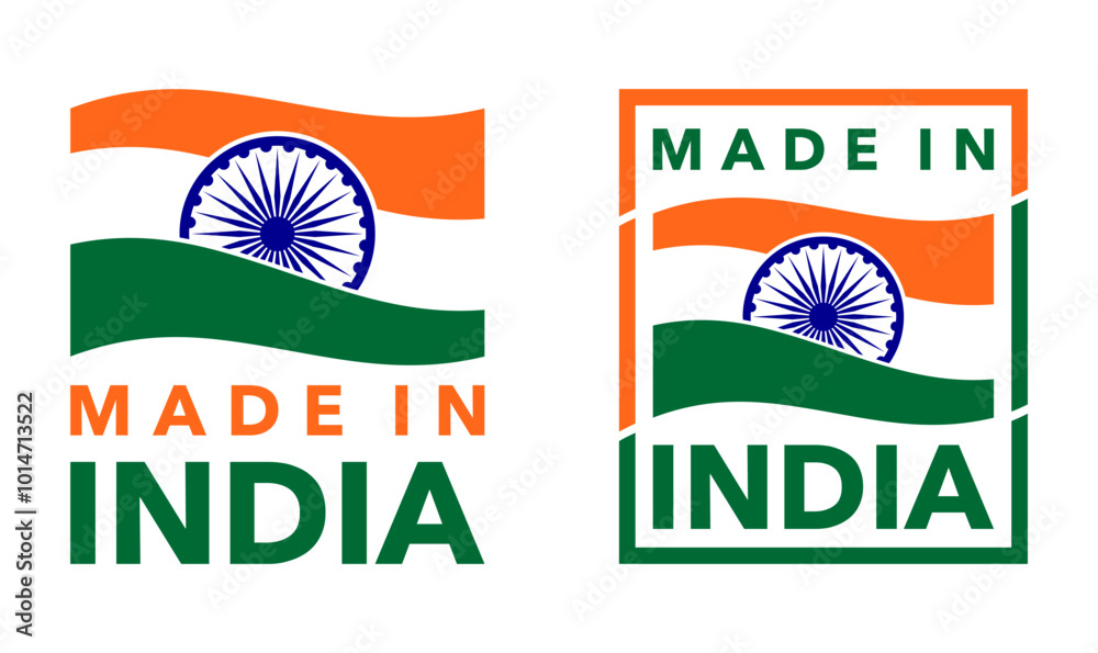 Made in India label with flag in catchy frame Stock Vector | Adobe Stock