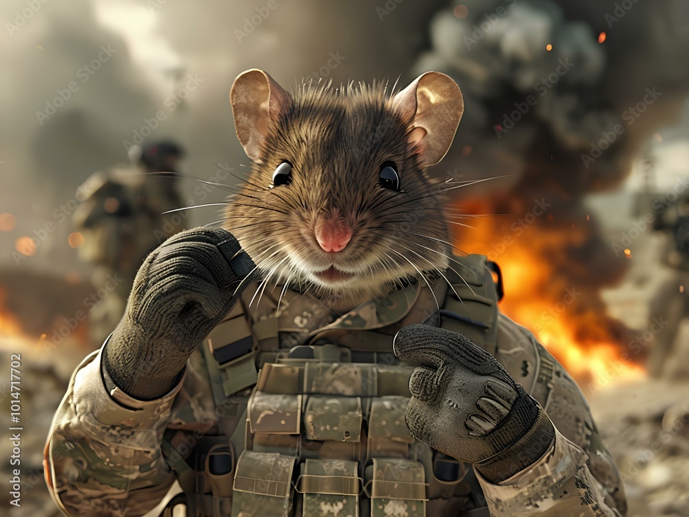 Fierce Beaver Warrior in Full Army Uniform: 4K UHD Render with Gloves ...