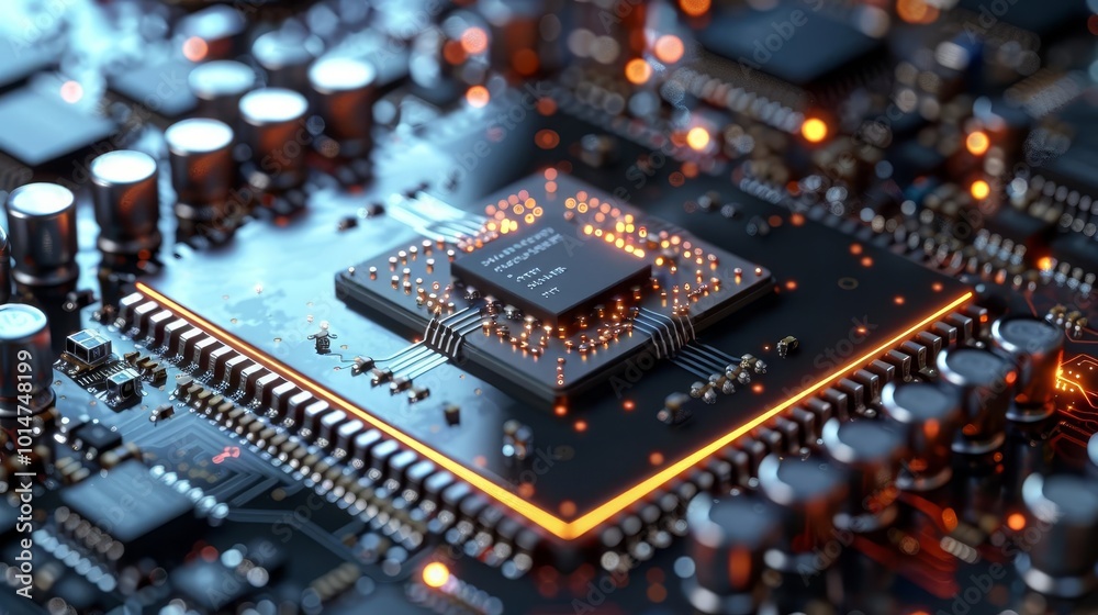 Concept of quantum computing with a CPU processor and intelligent quantum qubit technology Stock ...