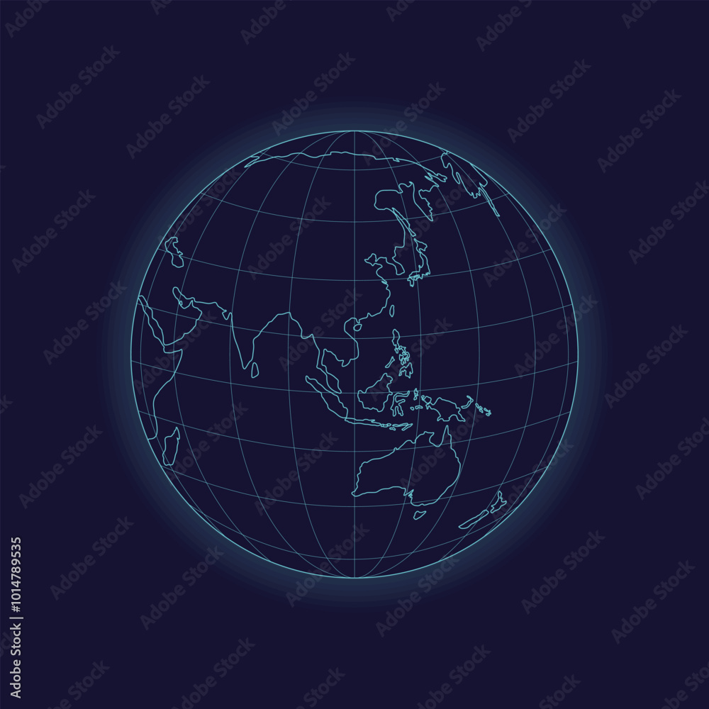 World globe hologram. Asia futuristic globe map isolated on white ...
