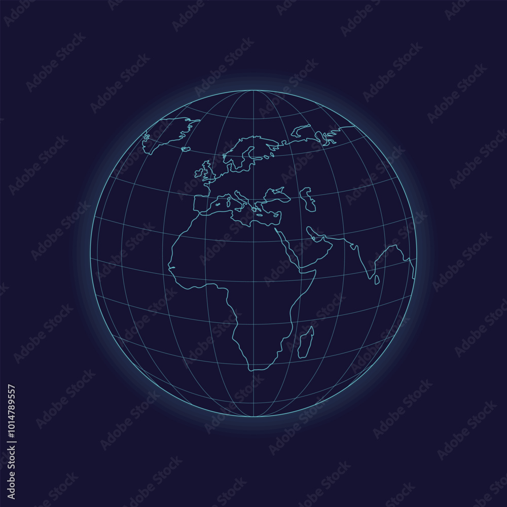 World globe hologram. Europe futuristic globe map isolated on white ...