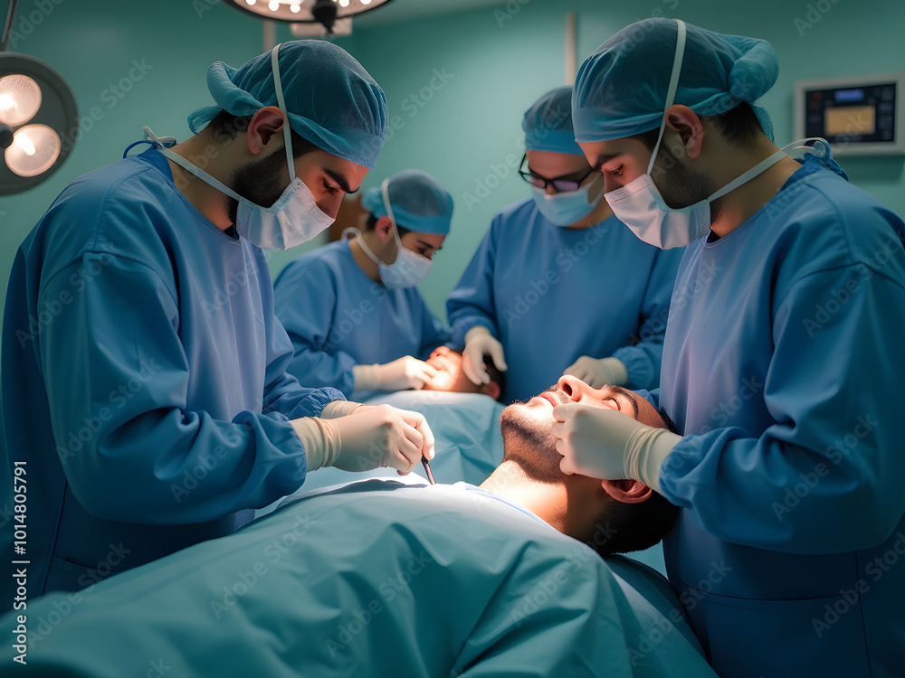 Team of Surgeons Performing Surgery in Operating Room with Patient Under Anesthesia - Concept of ...