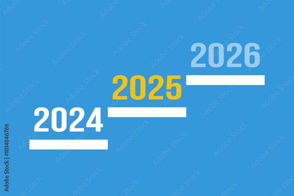 Image vectorielle Stock 2024 2025 2026 step by step growth concept, flat vector step by step ...