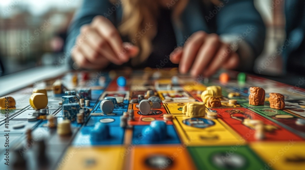 Classic board game aesthetic with a focus on vibrant colors and ...