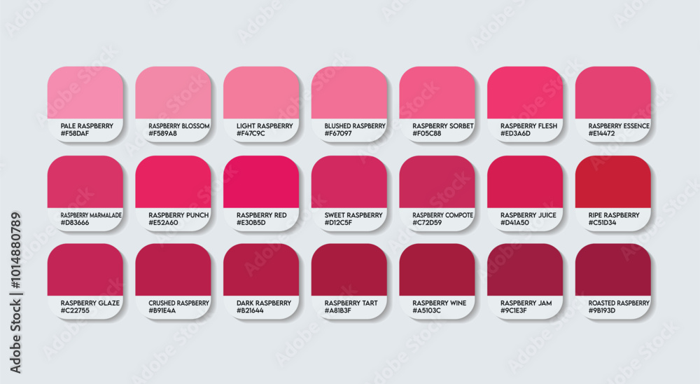 Raspberry Color Palette, Raspberries Color Guide Palette with Color ...