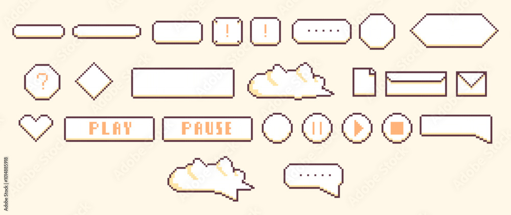 Retro pixel art user interface buttons and icons Stock Vector | Adobe Stock