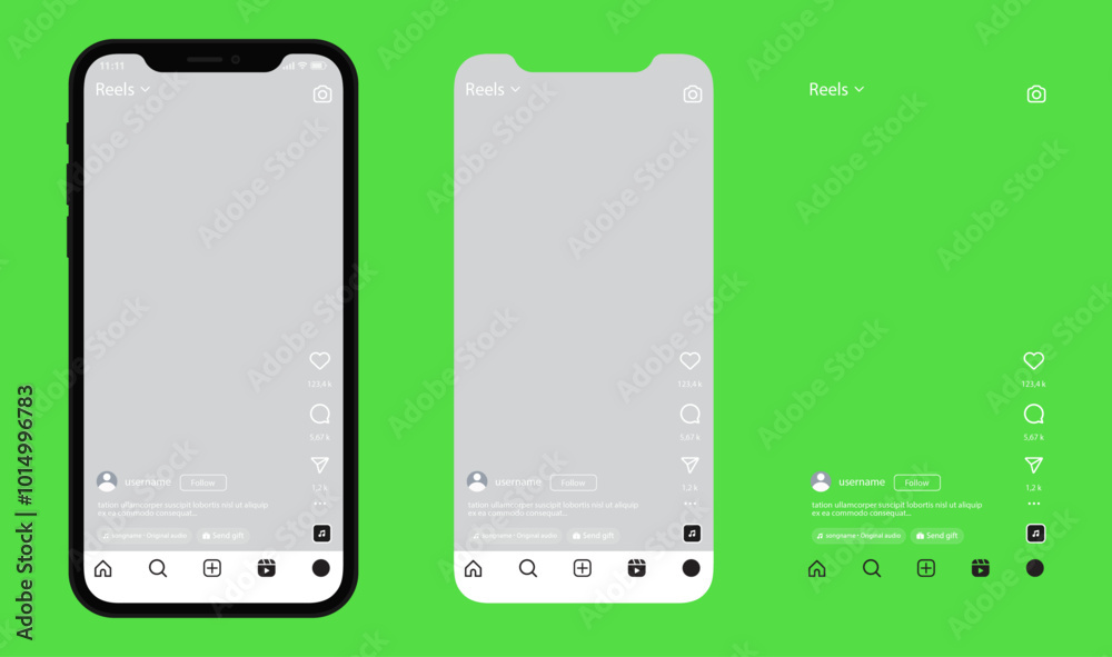Vektor Instagram screen mockup set. Instagram social media template and ...
