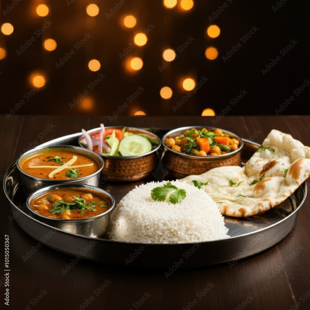 A typical Maharashtrian lunch box or tiffin filled with food Roti or ...