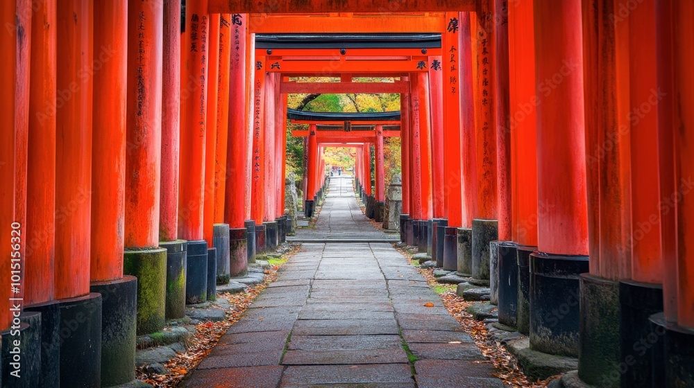 The majestic Fushimi Inari Shrine in Kyoto, featuring its famous ...