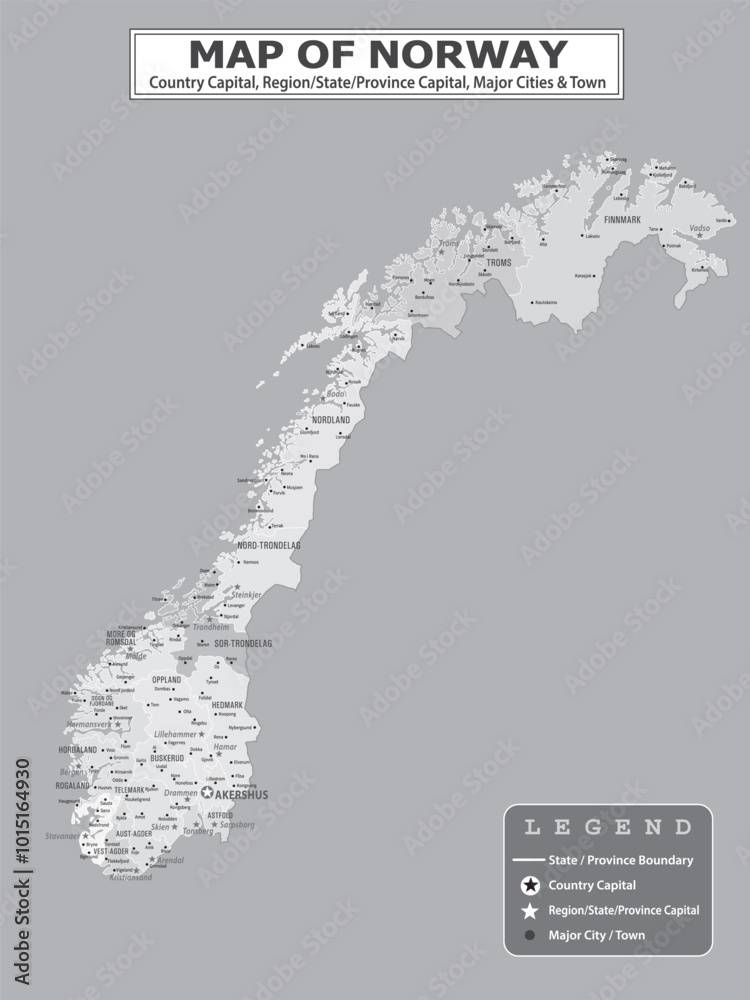 European Country Geography Political map. Political map of country with ...