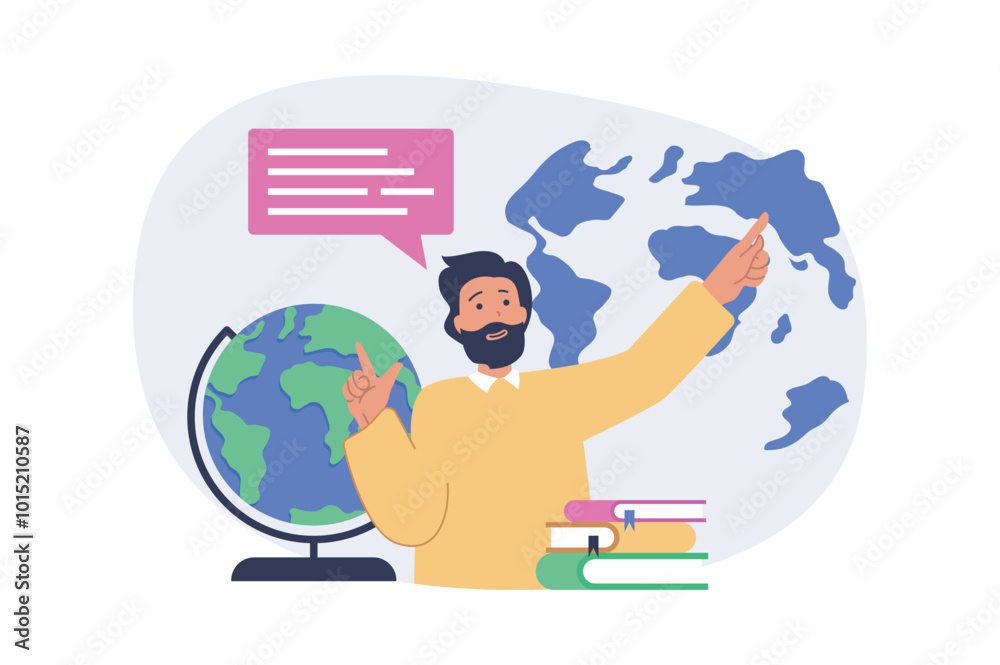 School learning concept in modern flat design for web. Man working as ...