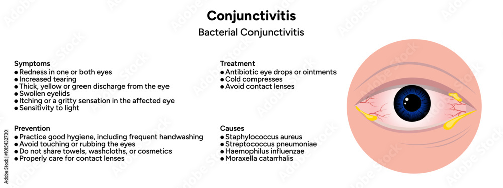 Bacterial conjunctivitis. Ophthalmology diseases conjunctiva symptoms ...