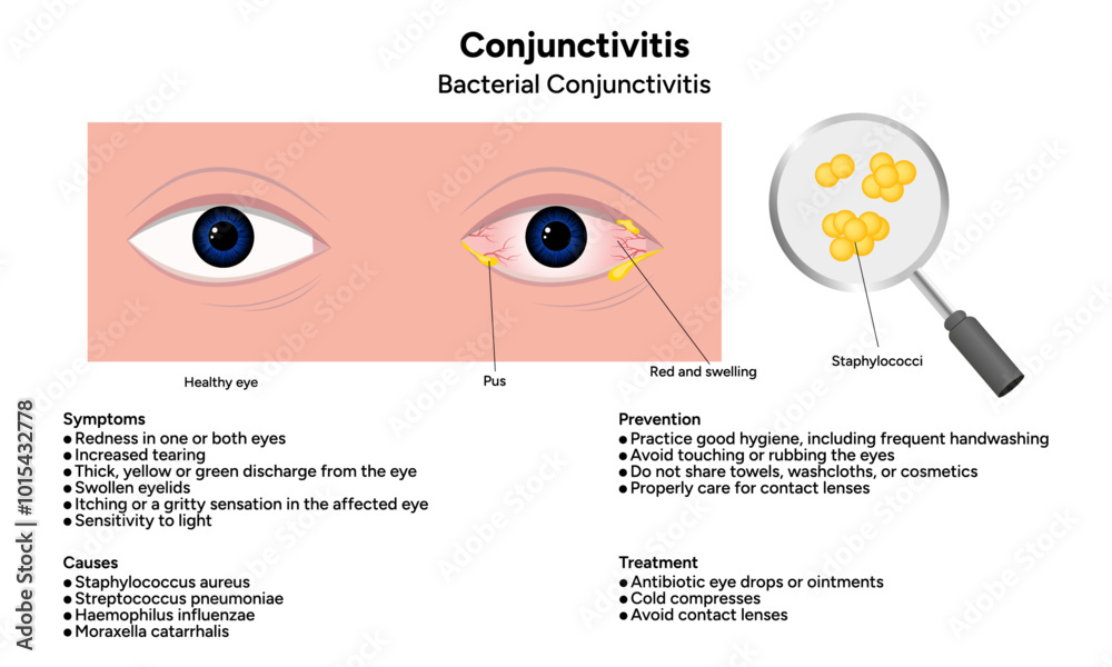 Bacterial conjunctivitis. Ophthalmology diseases conjunctiva symptoms ...