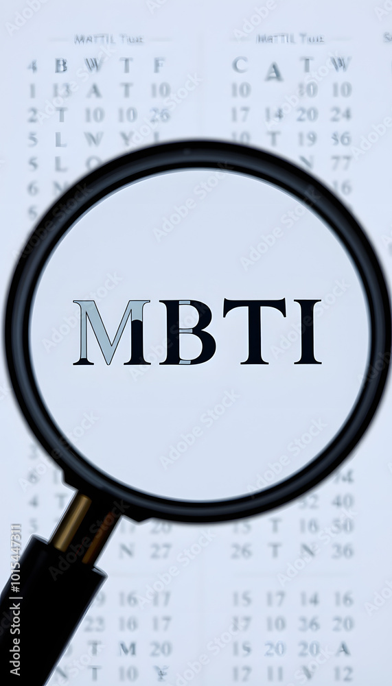 MBTI acronym through magnifying glass. Psychology typology test. High ...