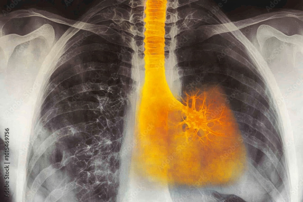 Ilustración de Stock Chest X-ray Illustration of Right Lung ...