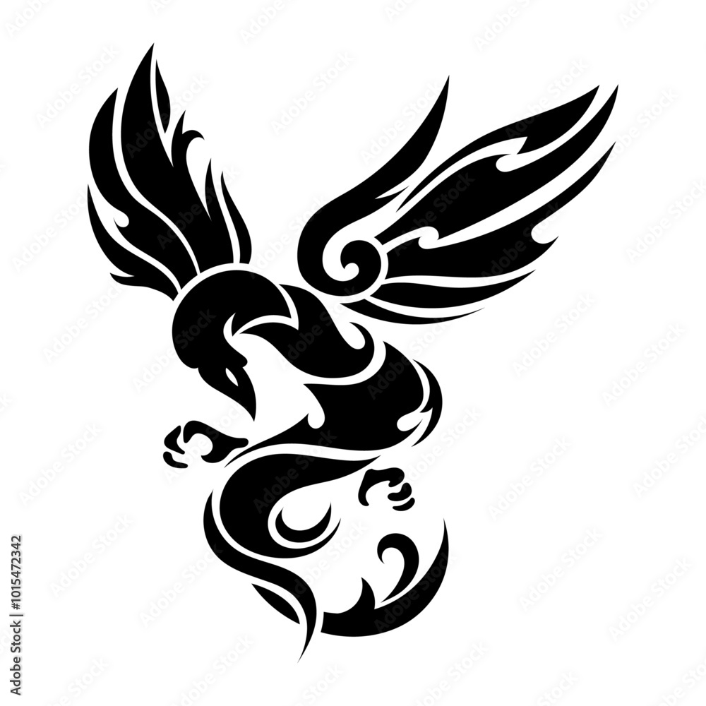 Vector de ave fénix en estilo tribal. Ilustración de tatuaje fénix ...