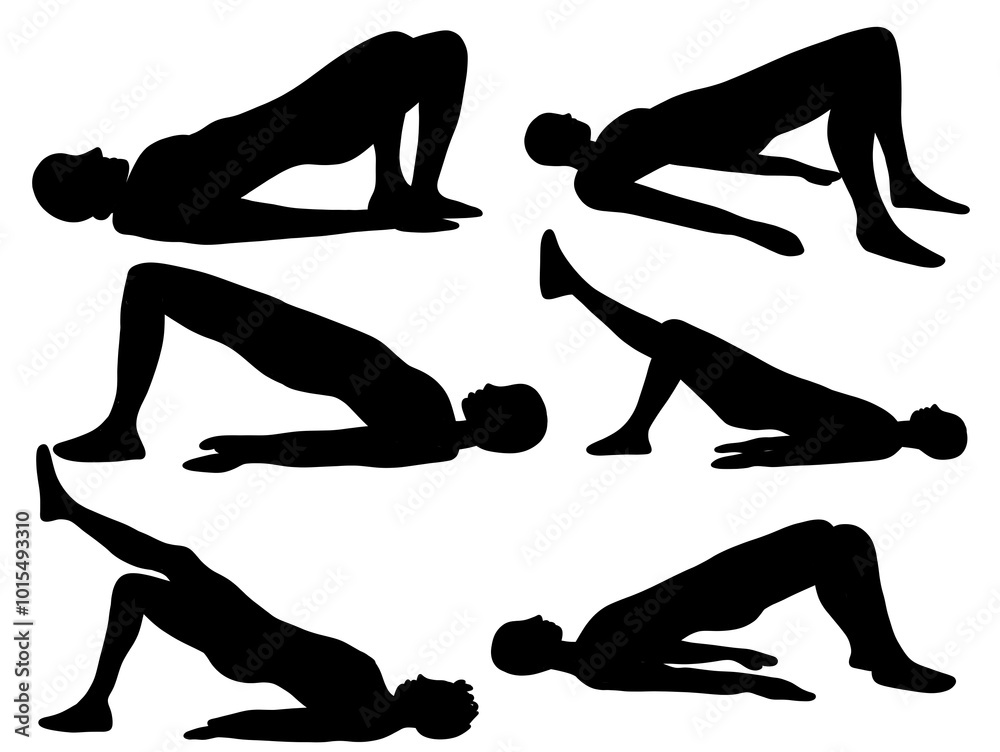 Silhouette workout back person. Fit sport buttock silhouettes. Muscle ...