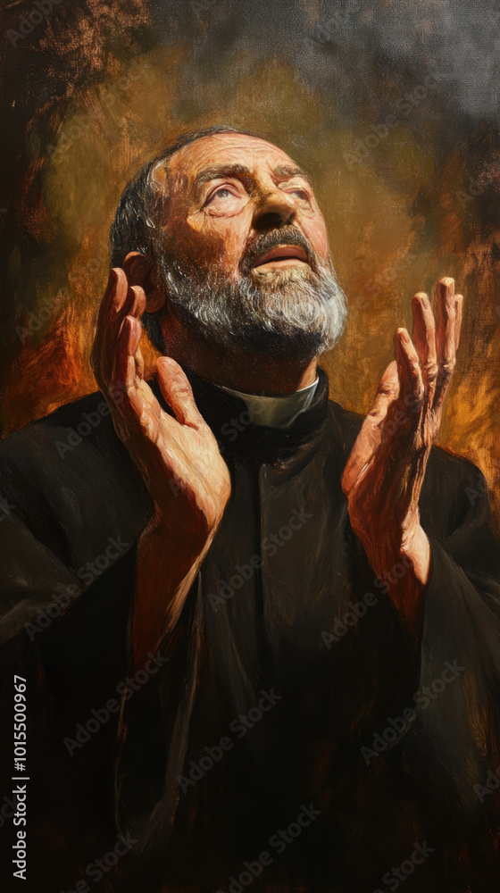 padre Pio art illustration Stock Illustration | Adobe Stock