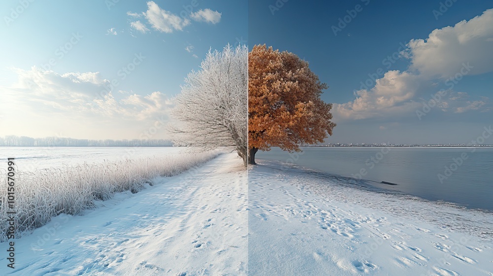 A timeline banner shows the stark contrast between summer and winter ...
