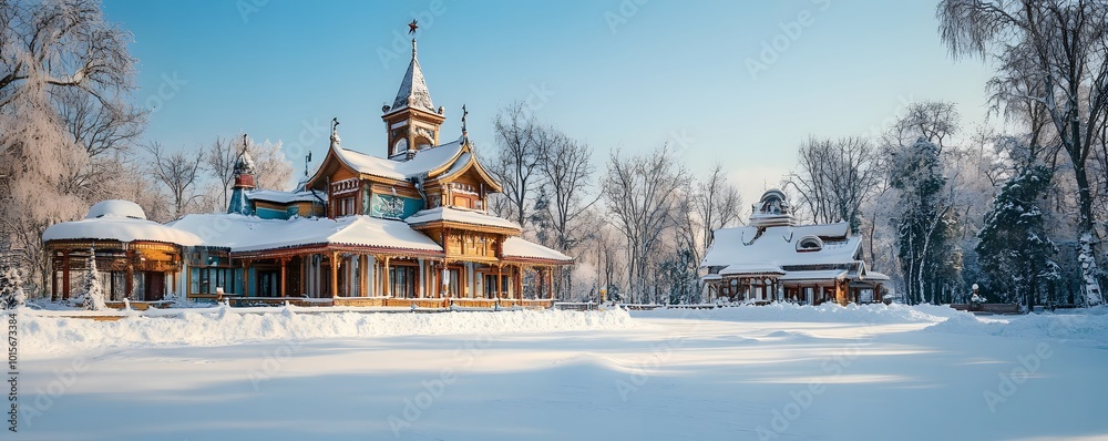 Volga Manor, a Russian-themed park in Harbin, with traditional Russian ...