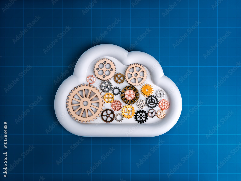 Foto de Stock Cloud computing infrastructure technology management, data system storage service ...