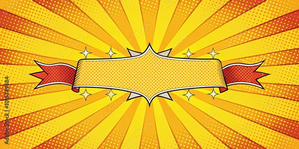 Bright yellow and red comic book background with a starburst and a ...