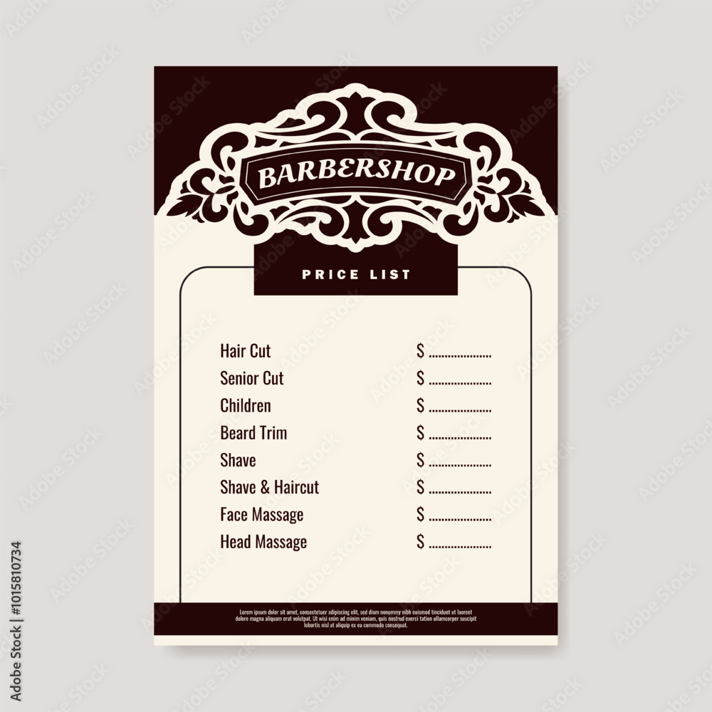 Barber shop price list template design. - Vector. Stock Vector | Adobe ...