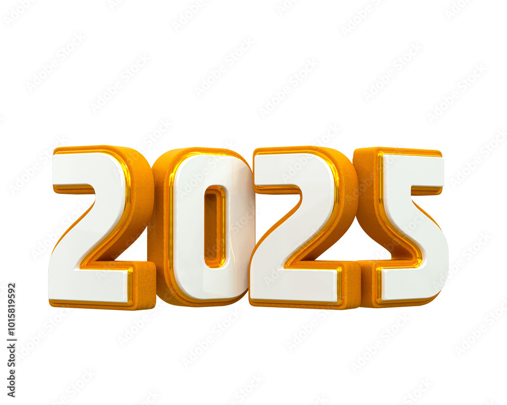 3d rendering Happy new year 2025 gold 3d text effect banner design template Stock Illustration ...