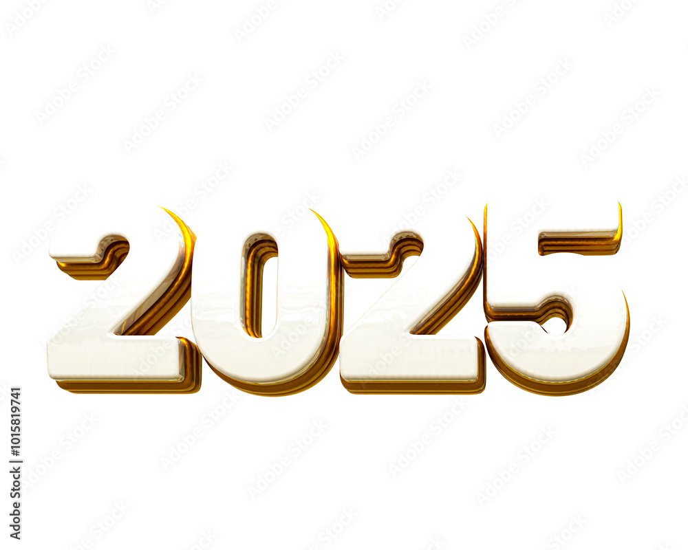 3d rendering Happy new year 2025 gold 3d text effect banner design template Stock Illustration ...