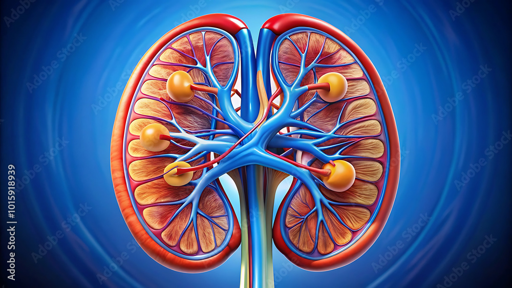 Ilustración de Stock Schematic vector diagram of a kidney. Kidney ...